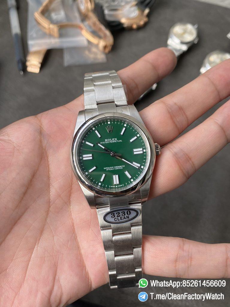 Clean Factory Oyster Perpetual 124300 CP OP 41mm Green Dial 904L Steel ...